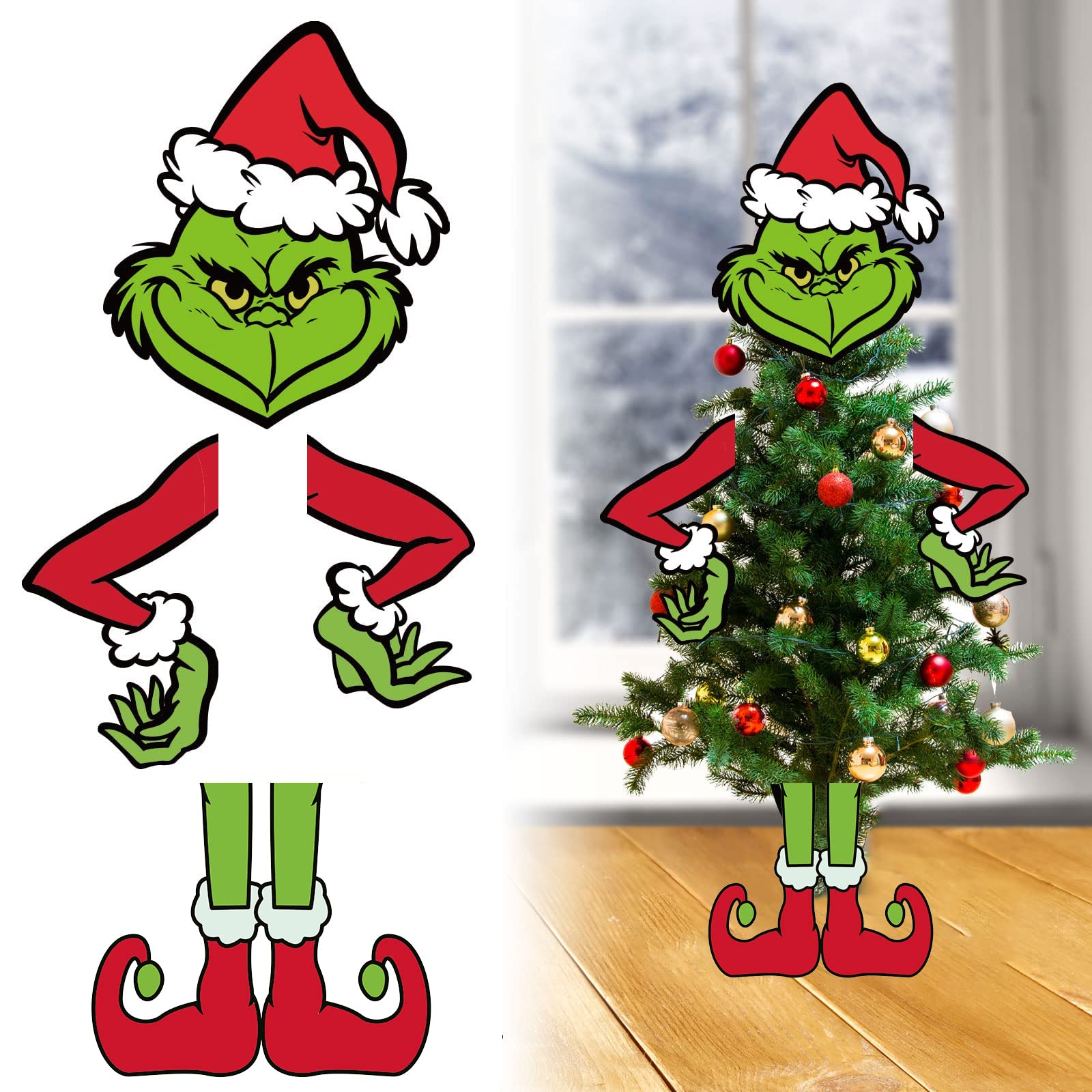 Christmas Tree Decoration, Creative Christmas Hat Decoration for Christmas Tree Topper Head Arm Legs, Novelty Funny Personalized Christmas Home Decorations Xmas Party Supplie(Small)