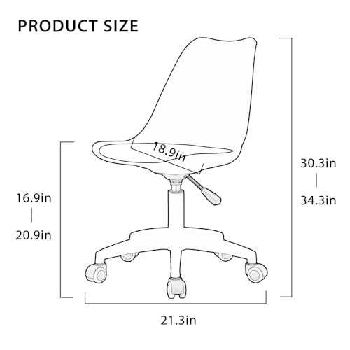 Yone jx je Office Chair, Ergonomic Office Chair, Modern Height Adjustable Swivel Chair, armless Rotating Computer Chair, with Wheels, Transparent Chair (White)