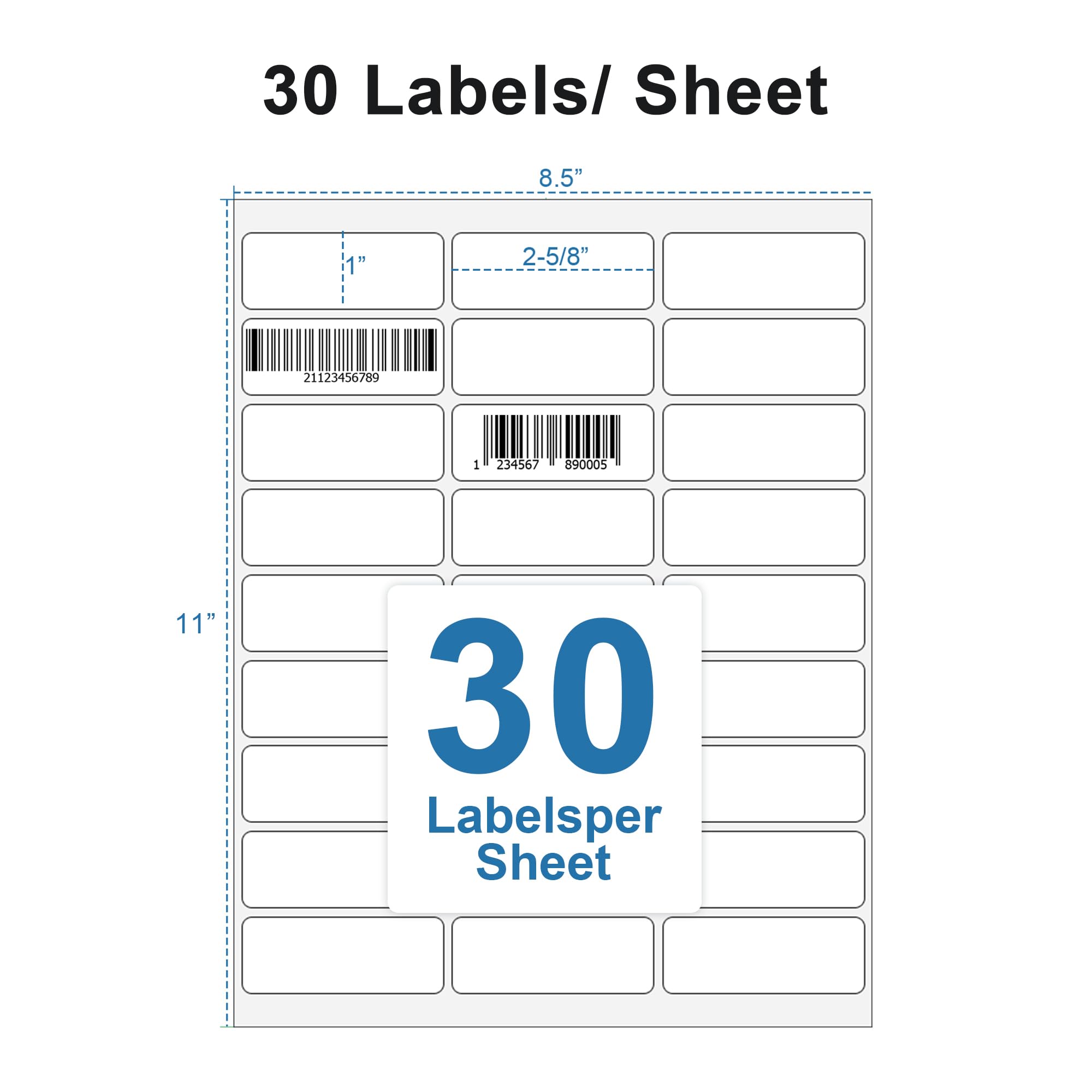 INJINEO 1" x 2-5/8" Crystal Clear Address Labels, Shipping Address Labels for Laser Printers, Mailing Labels Compatible with 5600, 8660, 15600, 18660, Easy to Peel (750 Labels, 25 Sheets)