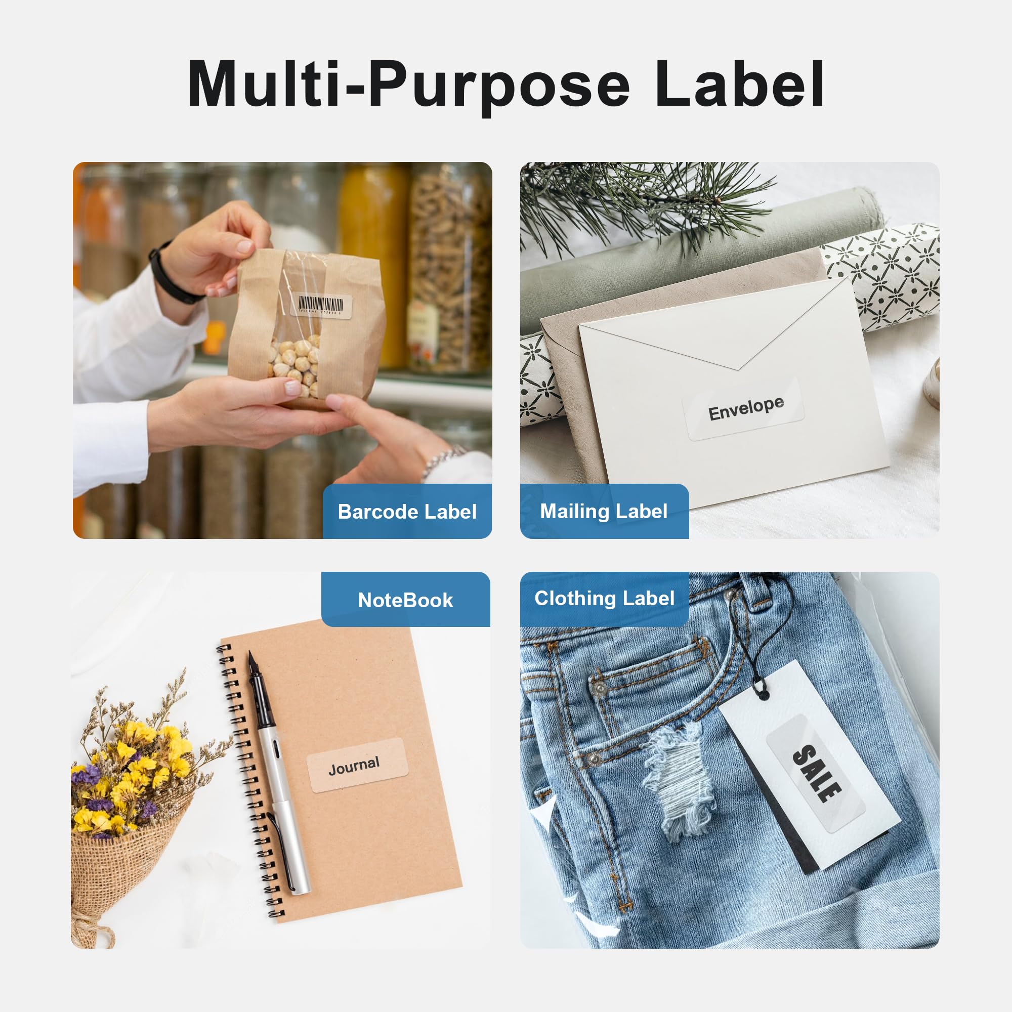 INJINEO 1" x 2-5/8" Crystal Clear Address Labels, Shipping Address Labels for Laser Printers, Mailing Labels Compatible with 5600, 8660, 15600, 18660, Easy to Peel (750 Labels, 25 Sheets)