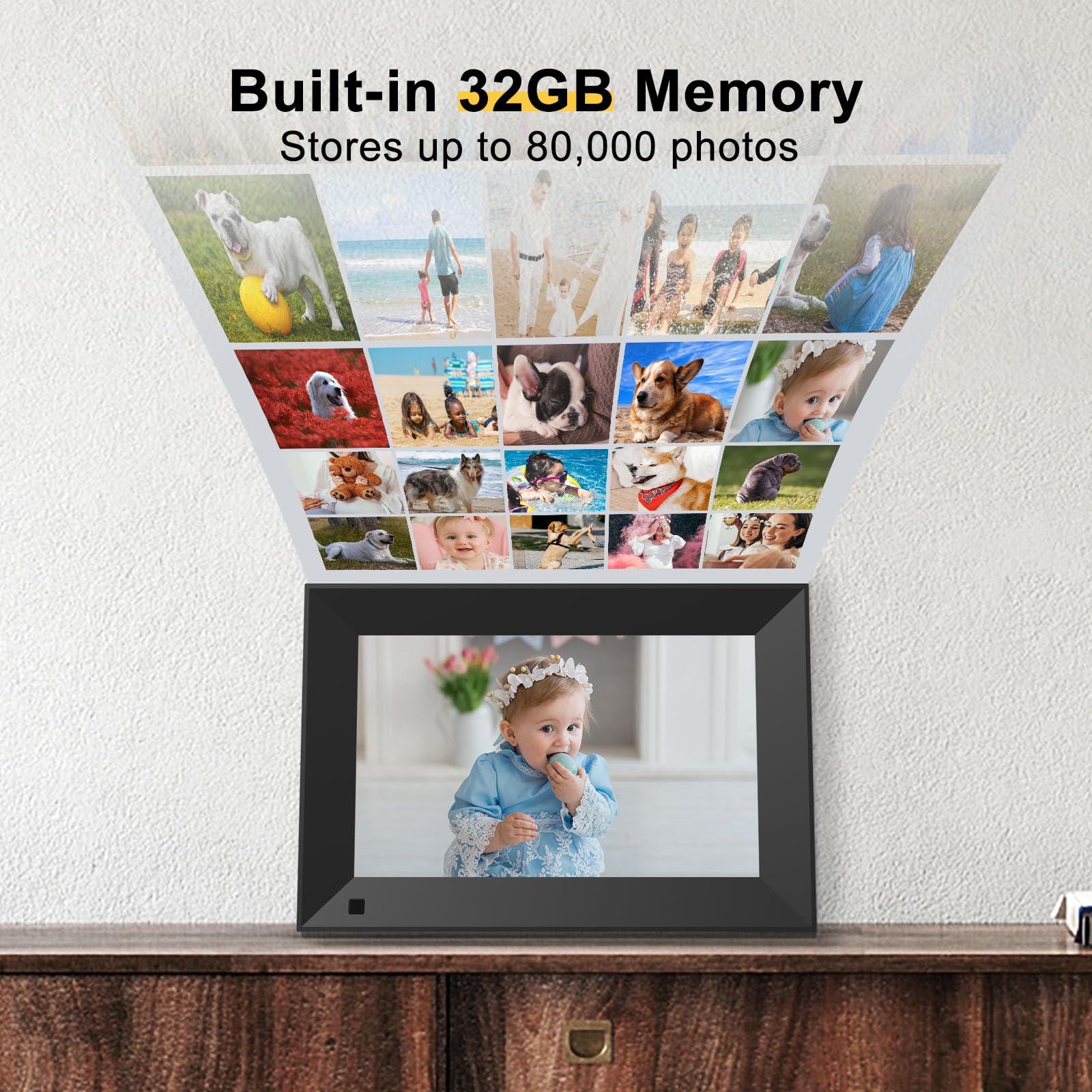 Arktronic Digital Picture Frame WiFi 8 Inch Smart Digital Photo Frame with 1280x800 HD IPS Touch Screen, Auto-Rotate and Slideshow, Easy Setup to Share Moments Via APP from Anywhere Anytime