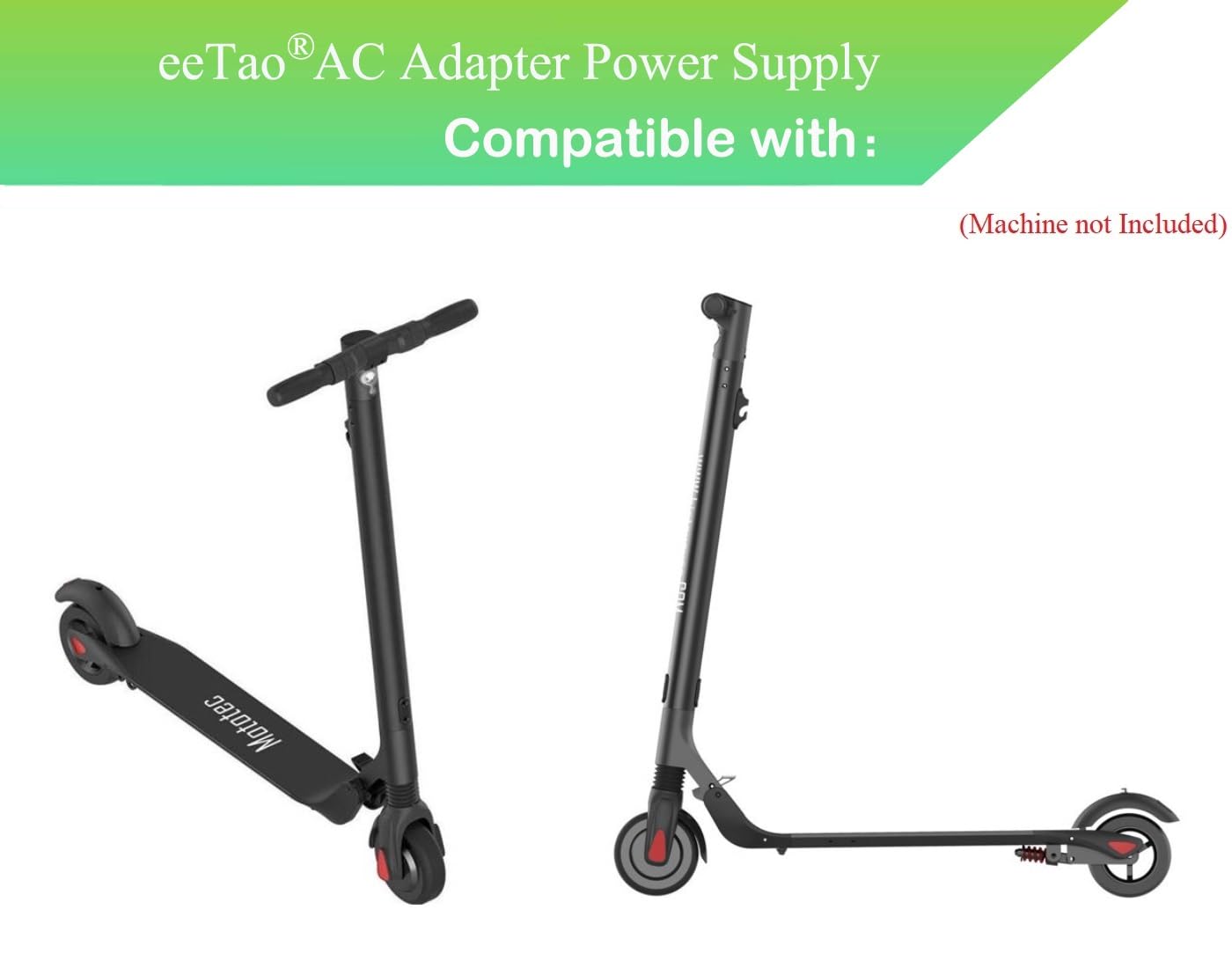 eeTao 42V AC/DC Adapter Charger Compatible with MotoTec ET Mini Pro MT-ES05 MTES05 ET-Mini-Pro-36V ETMini 36V 6.6Ah 36VDC 6600mAh Lithium Li-ion Battery Pack DC42V 1.5A 42VDC 2A Power Supply Cable PSU