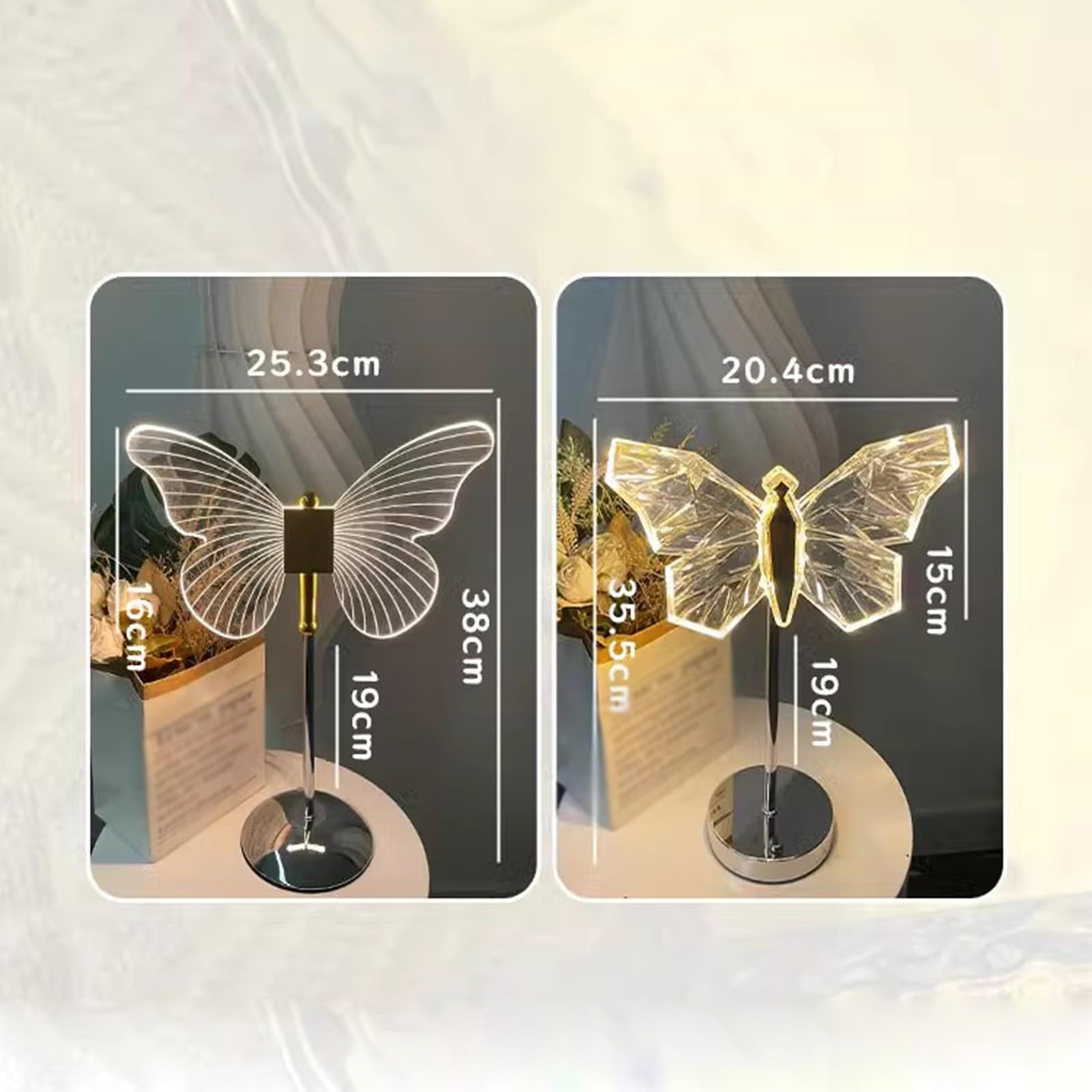 GRFIT Bedside Night Stand Lamp Butterfly Crystal Table Lamp Decorative Night Lamp USB Plug-in Dimmable Bedroom Bedside Desktop Arrangement Acrylic Desk Lamp (Color : B)