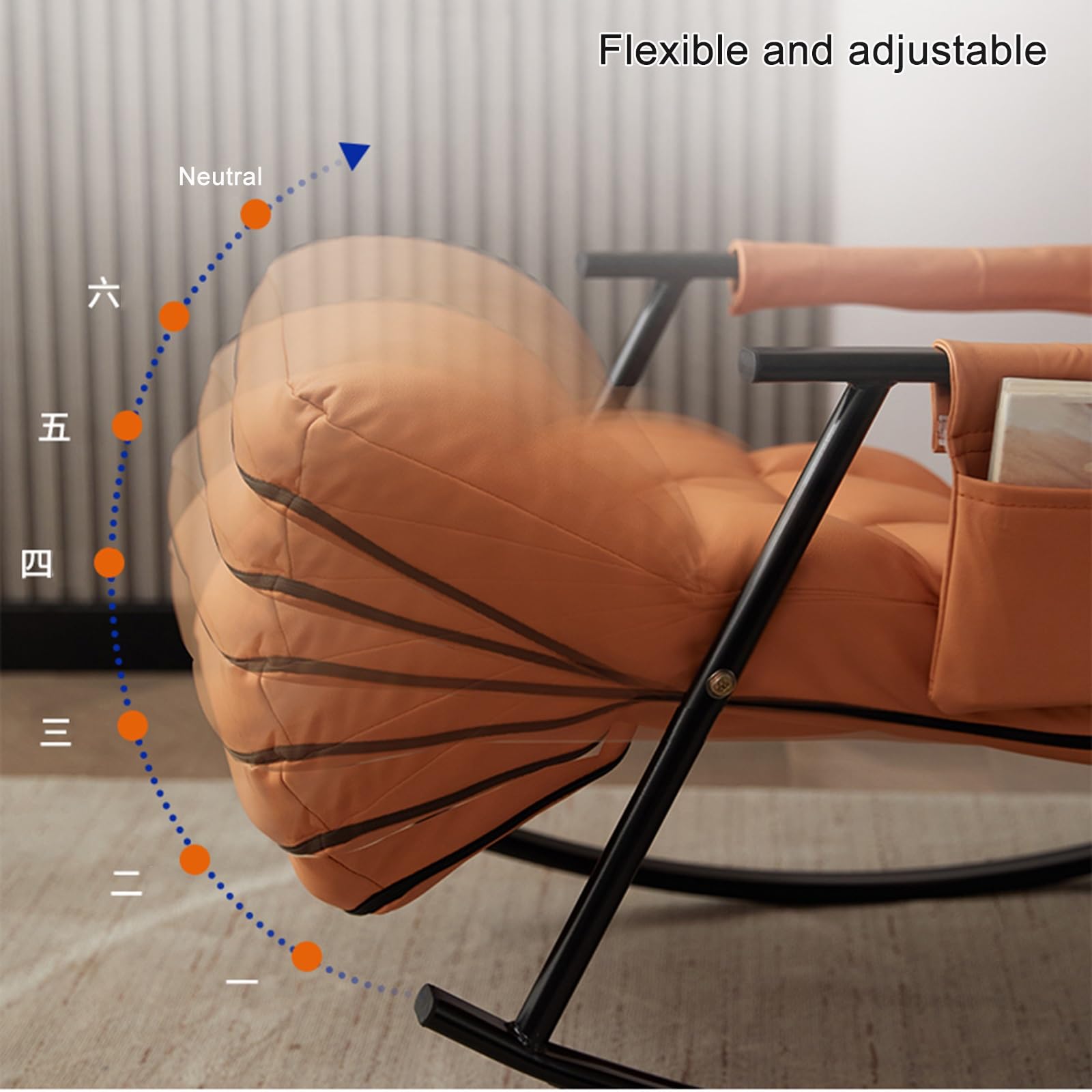 Rocking chair nursery,Metal Rocking Chairs with High Back,440Lbs Support Rocking Chairs,Padded High Back Folding Rocker with Padded Cushion and Headrest Pillow,for Front Porch,Garden,Patio,Backyard (
