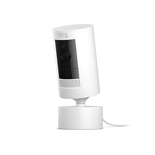 Ring Stick Up Cam Plug-in with Pan-Tilt, White (Power adapter and camera included)