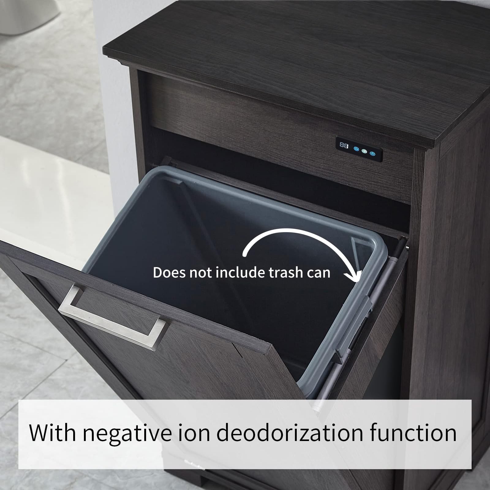 UpWiew Tilt Out Trash Cabinet Wooden, Single Door 10 Gallons, Espresso Finish+Black Top Panel