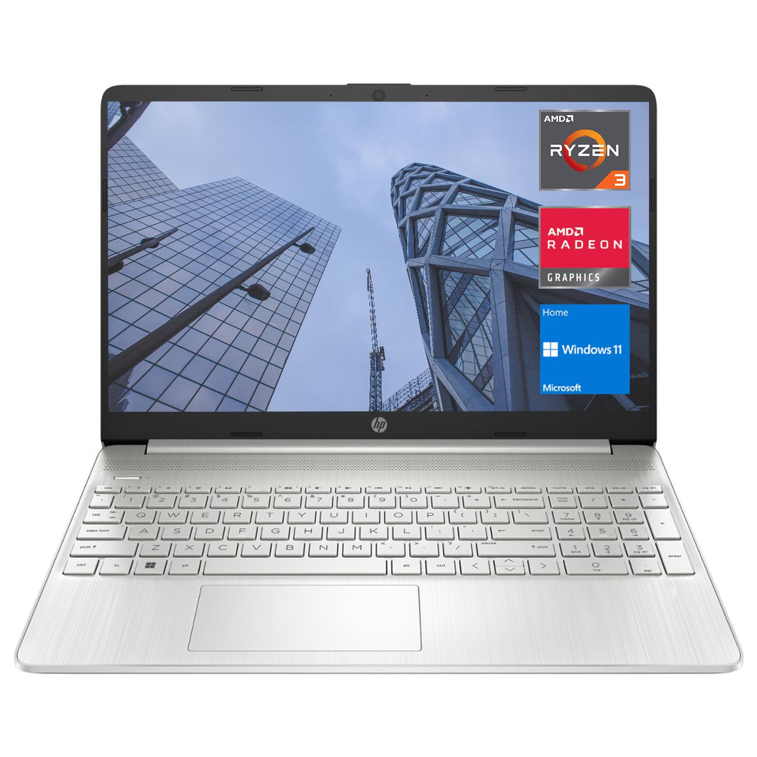 HP Essential 15 Laptop, 15.6" HD Screen, AMD Ryzen 3 5300U, 16GB RAM, 1TB SSD, Webcam, HDMI, Wi-Fi, Windows 11 Home, Silver