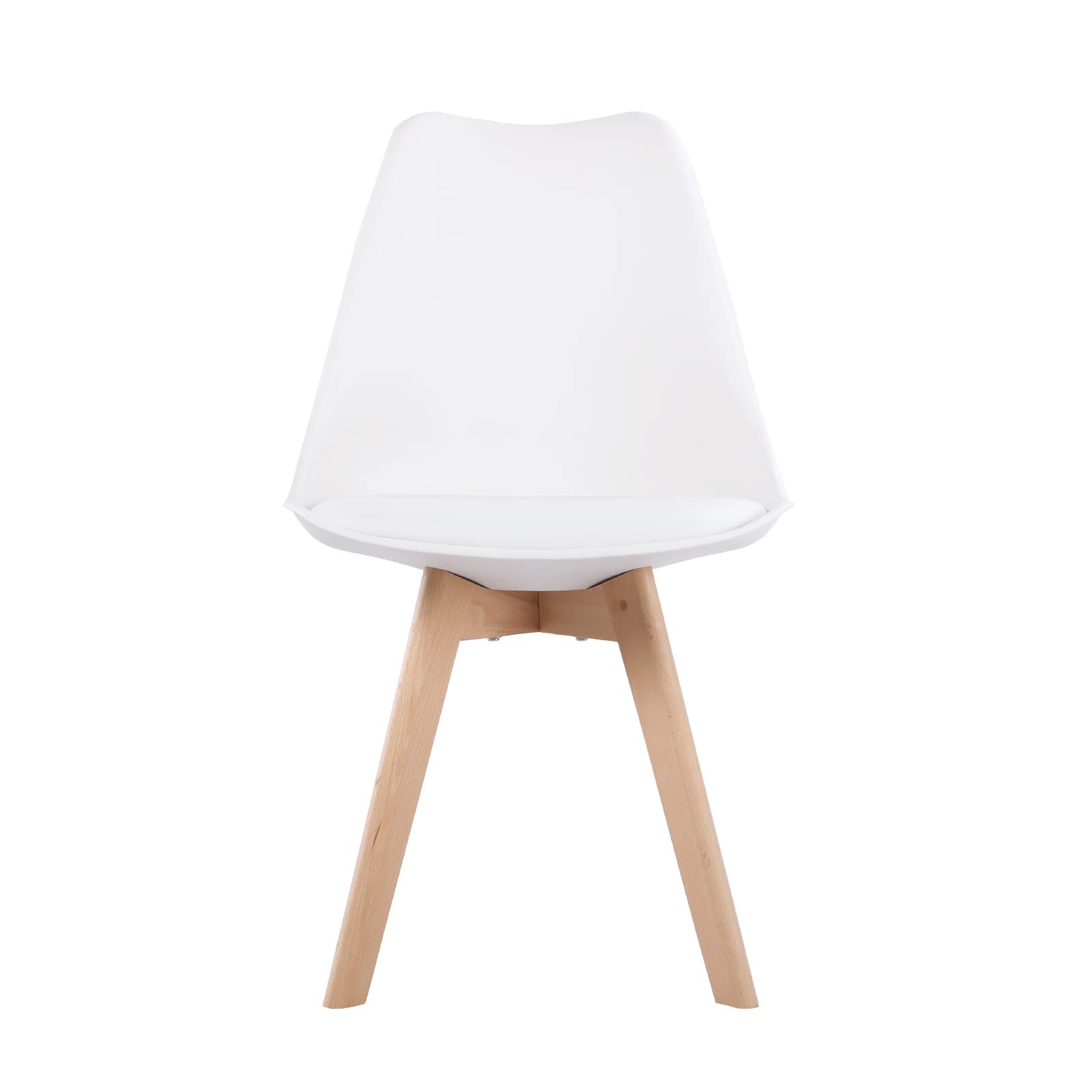 White Dining Room Chairs Set of 6 Dinner Chairs, Living Room Bedroom Outdoor Lounge Cafe Chairs with Comfy Cushion and Solid Wood Legs, Easy to Assemble and Maintain, 6 PCS