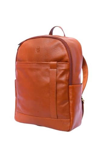 Trendz n ideas Genuine Leather Laptop Backpack For Men's-Classic Slim Leather BackPack For Traveling College Casual Backpack (Tan)