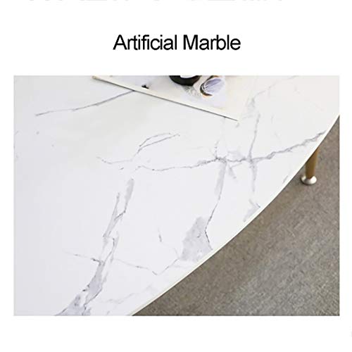 Oval Modern Coffee Table/Glamour Style for Living Room, White/Black Faux Marble, Coffee Table with Adjustable Foot Pad for Office Decoration (Black + White 120 * 60cm)