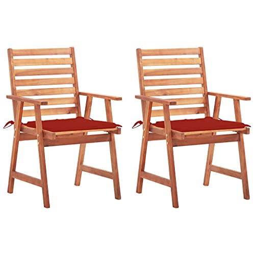 VRAXO Patio Dining Chairs 2 pcs with Cushions Solid Acacia Wood,Outdoor Chairs-34.96lbs