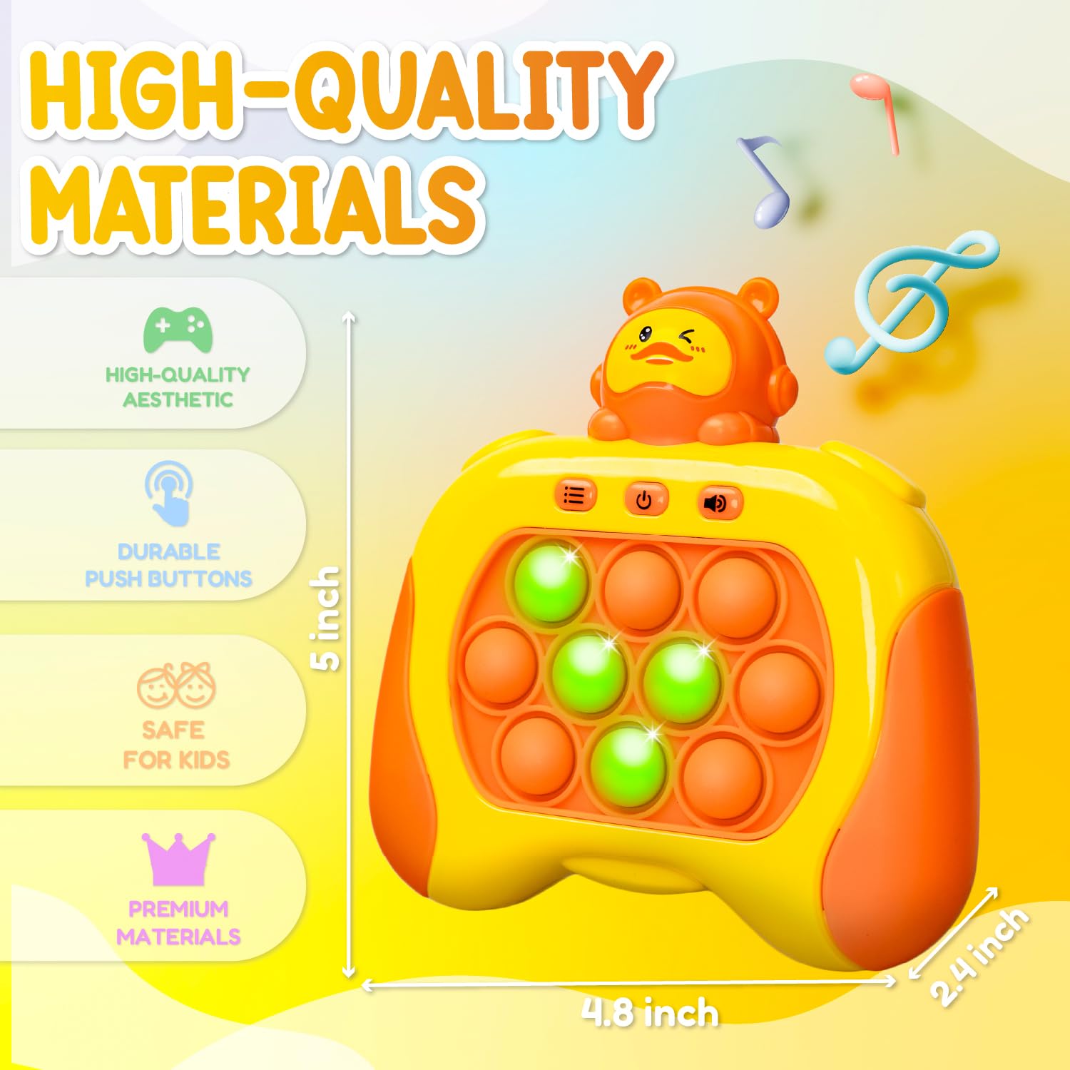 Marlo & Buzz Quick Push Toy with Popit Game Controller, Pop Fidget Animal with LED Electronic Popper - Improve Kids Reaction Speed and Reflexes, Fast Bubble Light Toy, Pocket Game