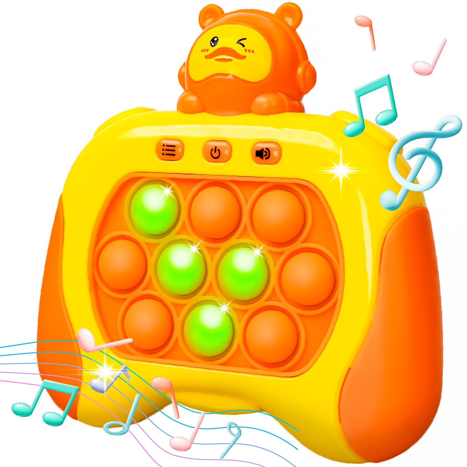 Marlo & Buzz Quick Push Toy with Popit Game Controller, Pop Fidget Animal with LED Electronic Popper - Improve Kids Reaction Speed and Reflexes, Fast Bubble Light Toy, Pocket Game