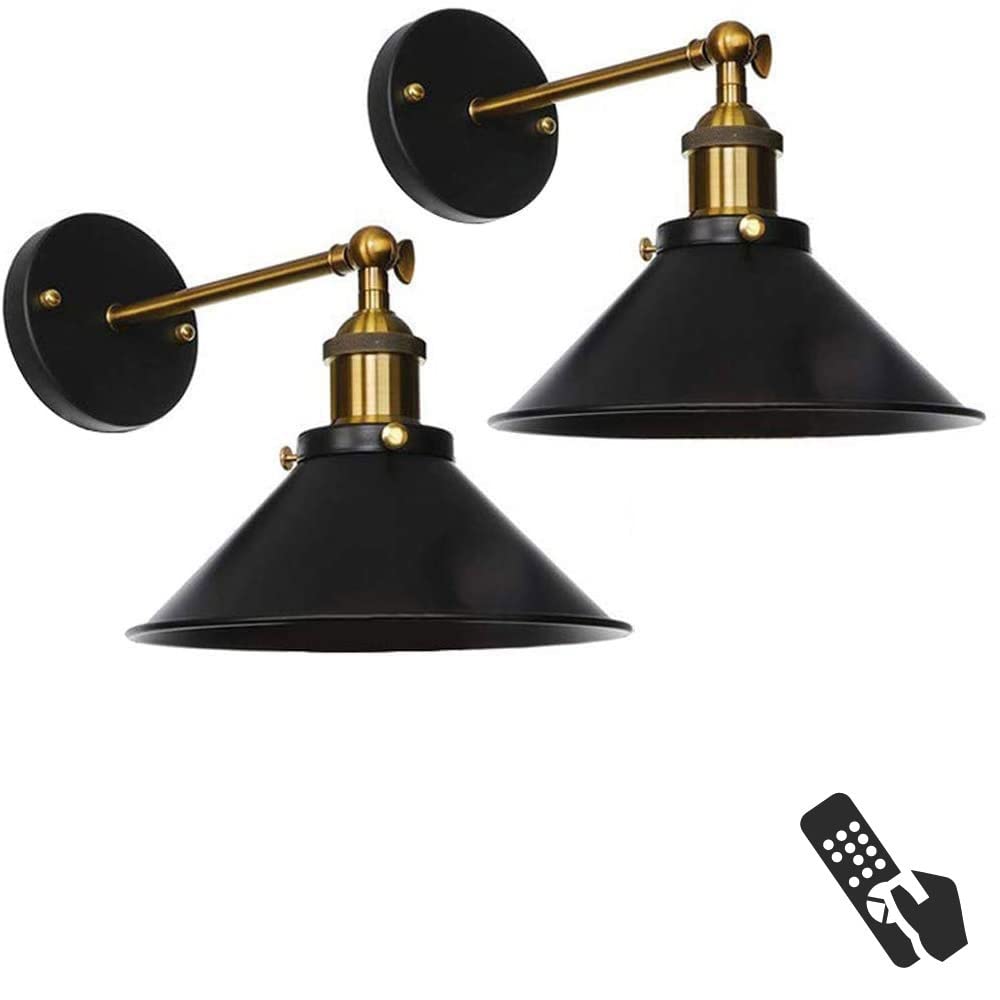 DEVINK 2-Pack 300 Lumens Led Remote Control Battery Operated Indoor No Cord Wall Sconce Light Fixture for Room Lighting Wall Decor Bedroom- Easy Installation, Dimmable Control