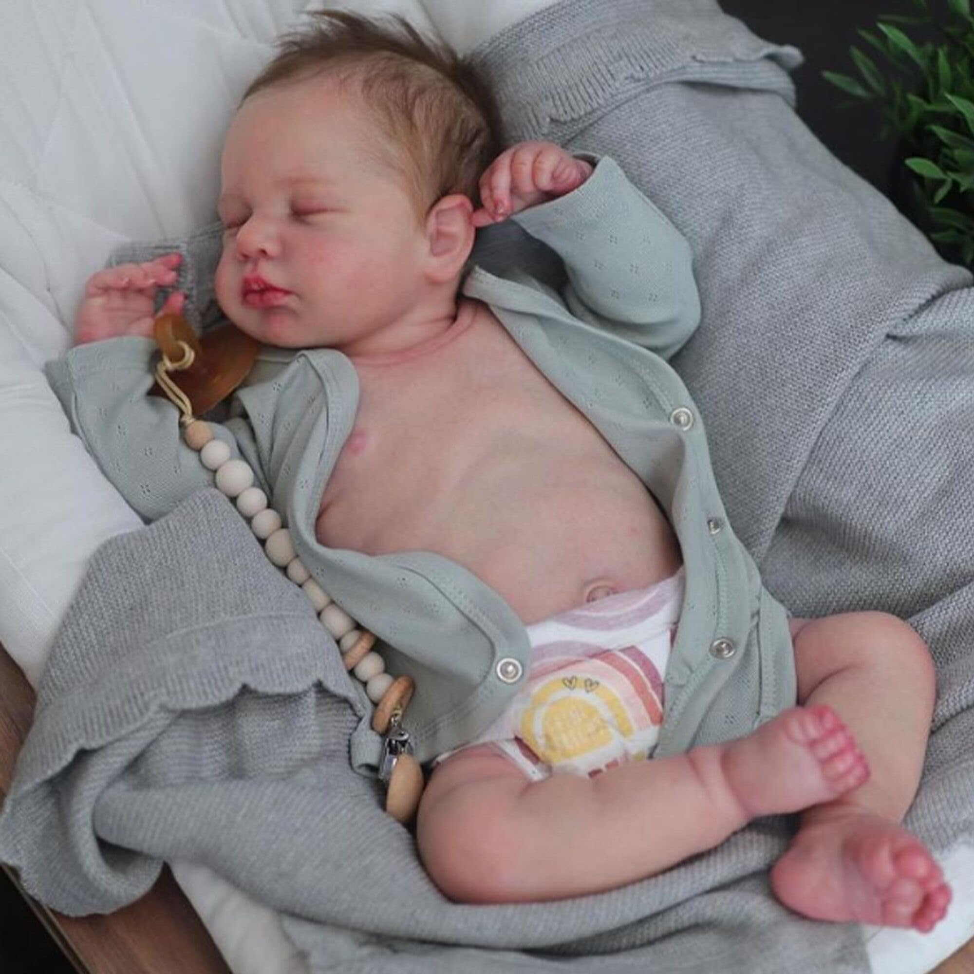 iCradle Lovely Real Look Reborn Baby Doll 20inch 50cm Full Body Vinyl Silicone Baby Doll Boy Anatomically Correct Rooted Hair Realistic Newborn Doll Eyes Closed Toy Gift for Ages 3+