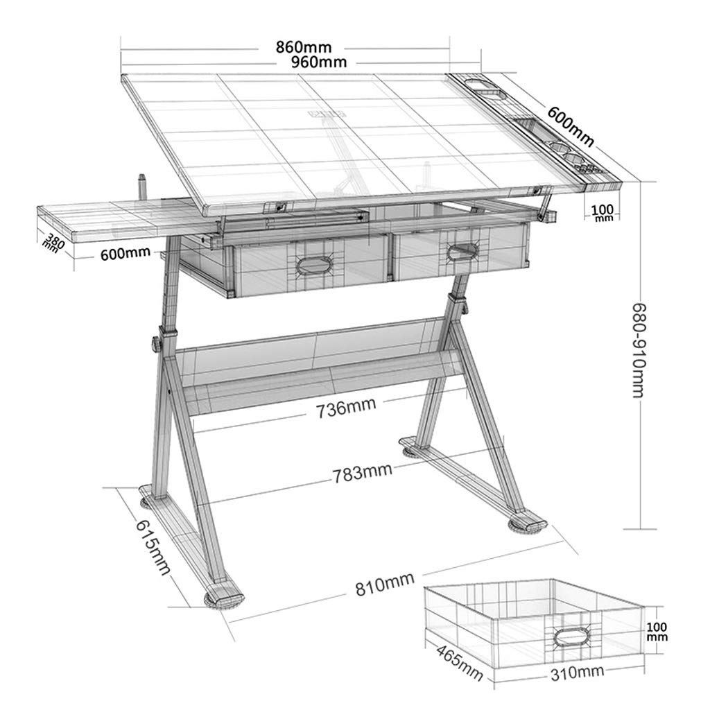 EESHHA Drawing Table Drafting Table with Storage, Height Adjustable Tiltable Art Desk, Maple Panel Drawing Desk, for Work Study Painting Craft Table