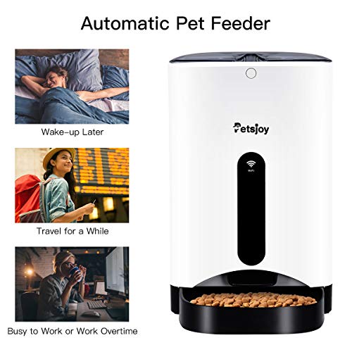 Giantex Automatic Pet Feeder Food Dispenser for Dogs, Cats, 4.3L Large Capacity, Wi-Fi Enabled App for iPhone and Android, Distribution Alarms, Portion Control, Timer Programmable, Up to 4 Meals A Day