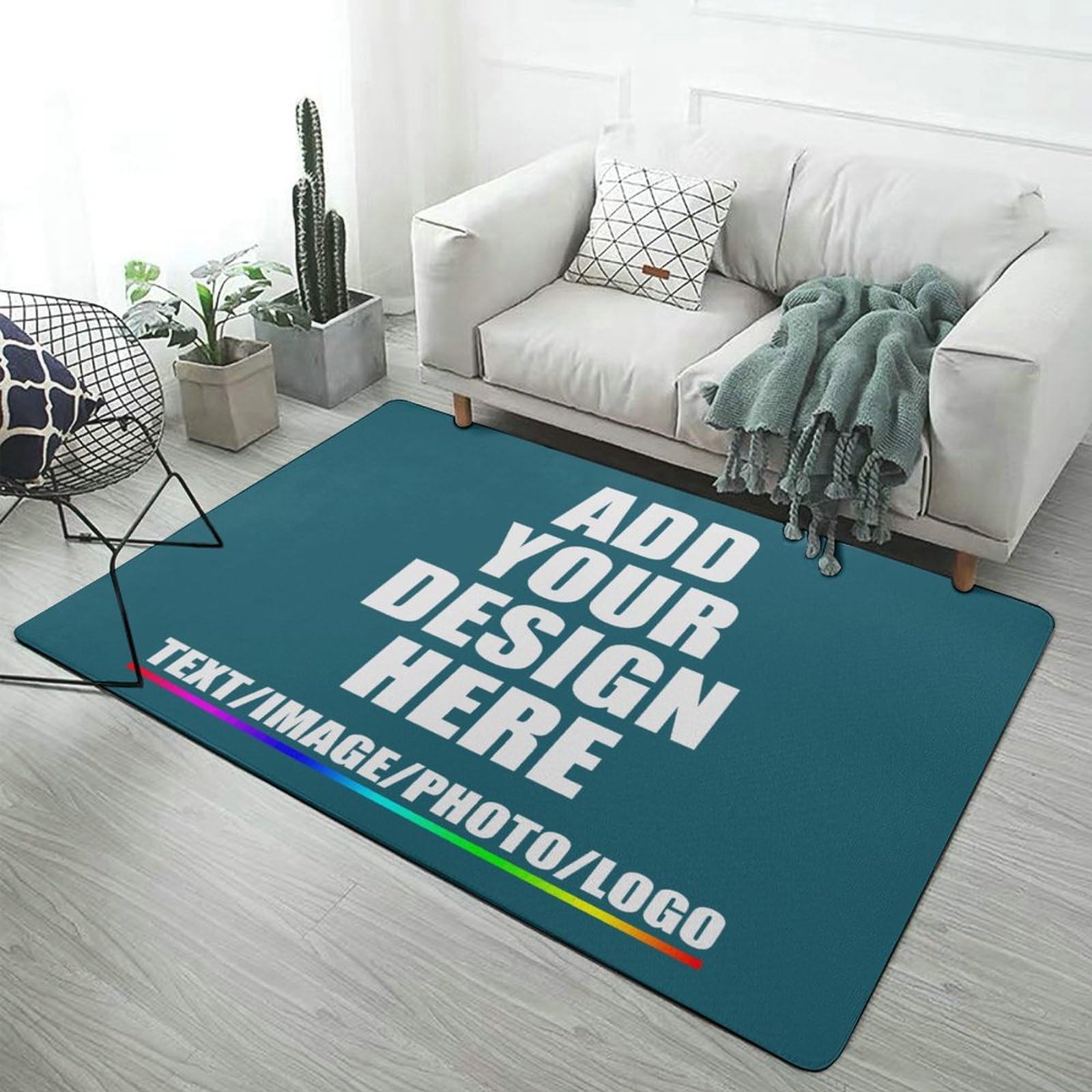 YTEBSIUA Custom Funny Welcome Doormat Personalized Logo Photo Text Door Mats Decorative Entrance Floor Mat Non-Slip Indoor Outdoor Rug Housewarming,60x40inch Blue Green