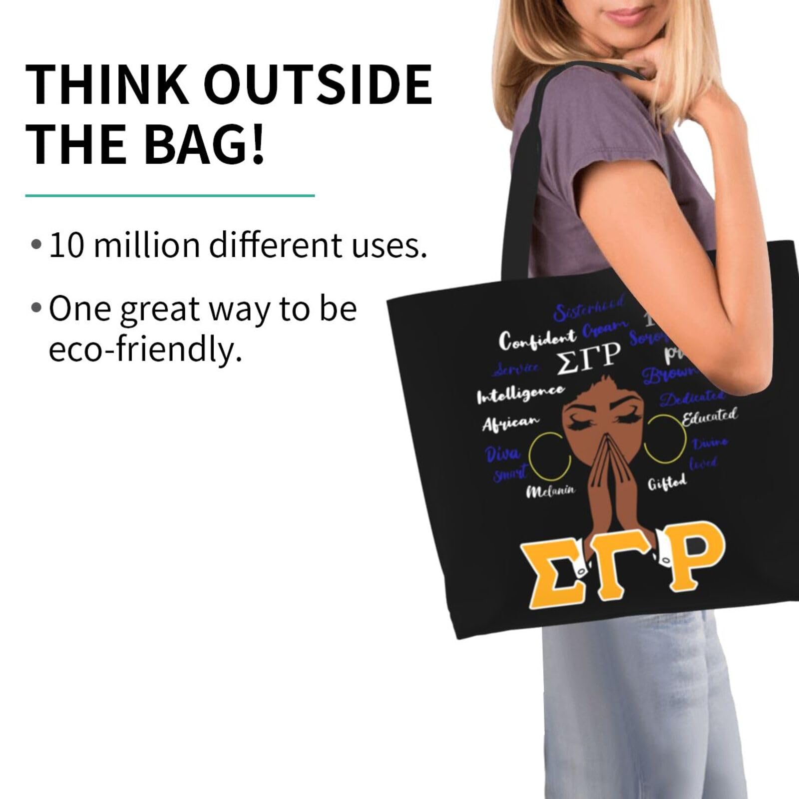 Sigma Gamma Tote Bag Rho sorority paraphernalia Reusable Grocery Tote Bag Waterproof Handbags