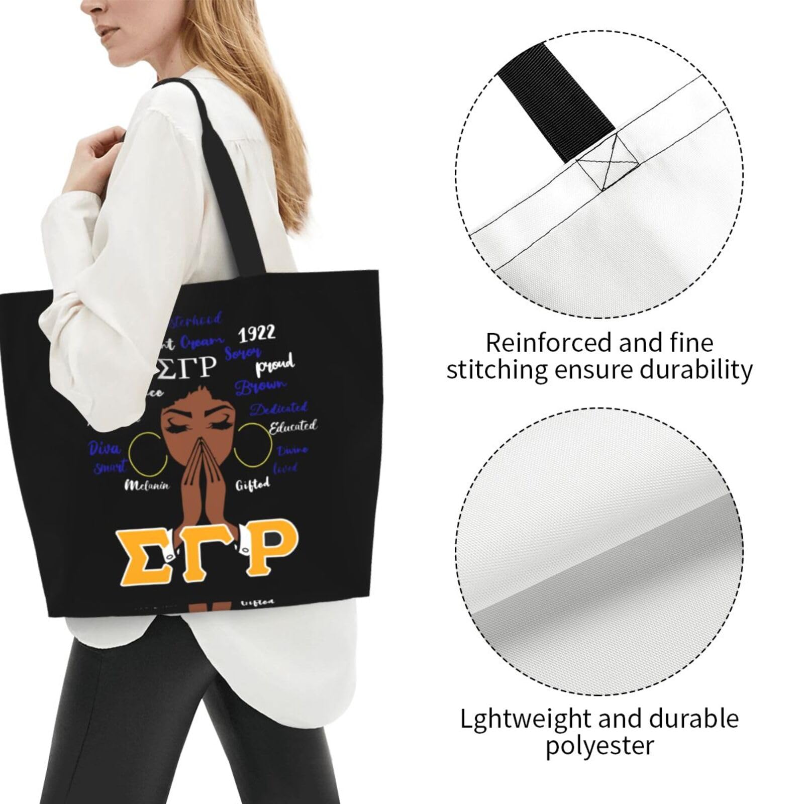 Sigma Gamma Tote Bag Rho sorority paraphernalia Reusable Grocery Tote Bag Waterproof Handbags