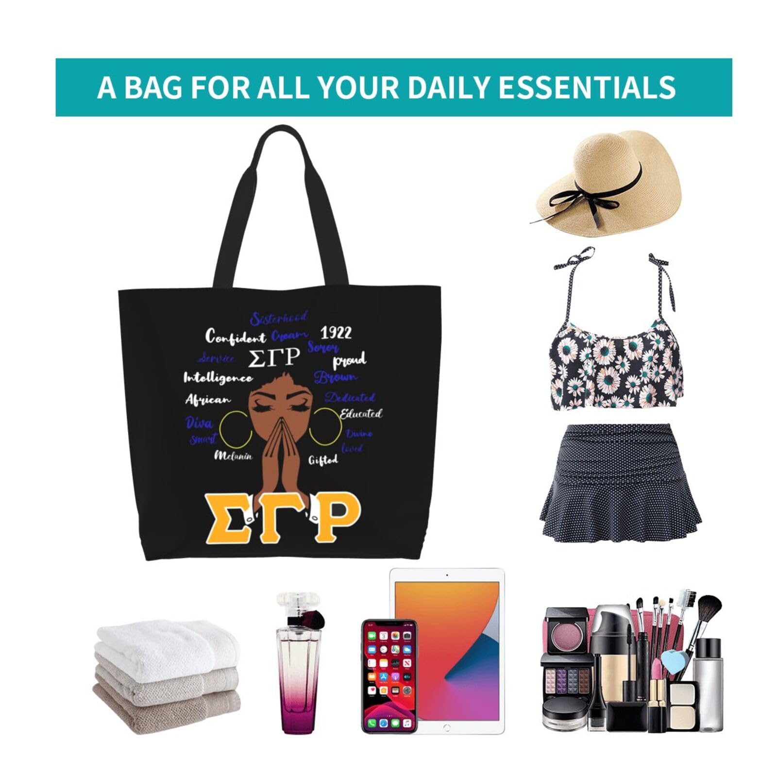 Sigma Gamma Tote Bag Rho sorority paraphernalia Reusable Grocery Tote Bag Waterproof Handbags