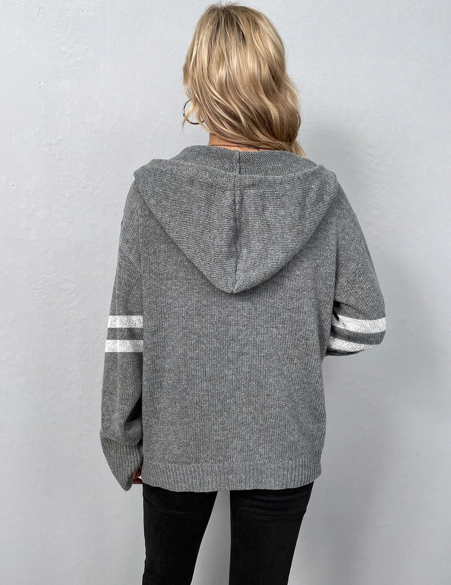 Women's Casual Cardigan V Neck Button Down Hooded Sweaters Long Sleeve Hoodies Outfits