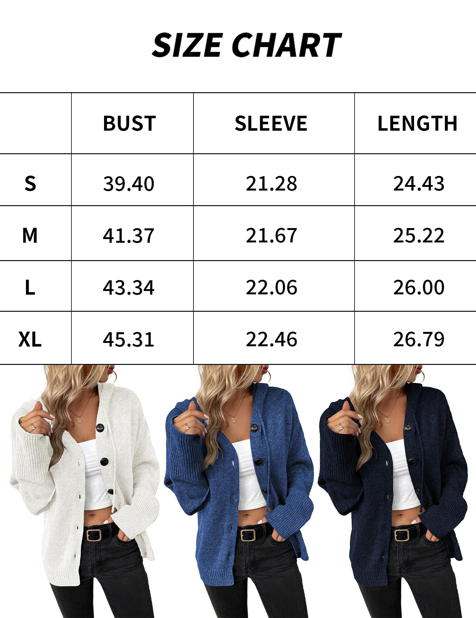 Women's Casual Cardigan V Neck Button Down Hooded Sweaters Long Sleeve Hoodies Outfits