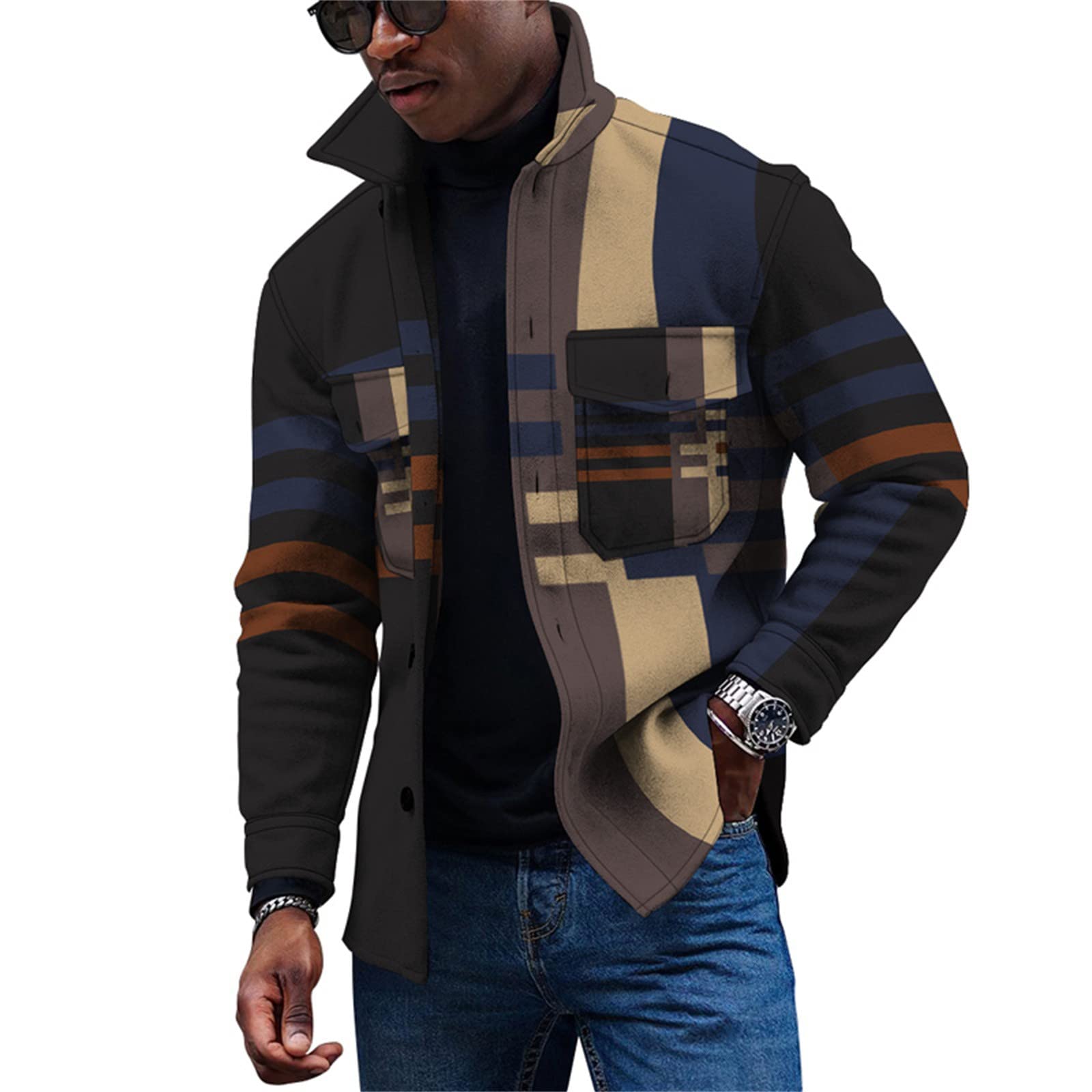 GIANTHONG Jackets for Men Lined Flannel Jacket Men Zip Cardigan Pink Cardigan Christmas Sweatshirt Trench Coat Men Jean Jackets for Men Coat for Men Sweater Weather Black Leather Jacket(Coffee,Small)