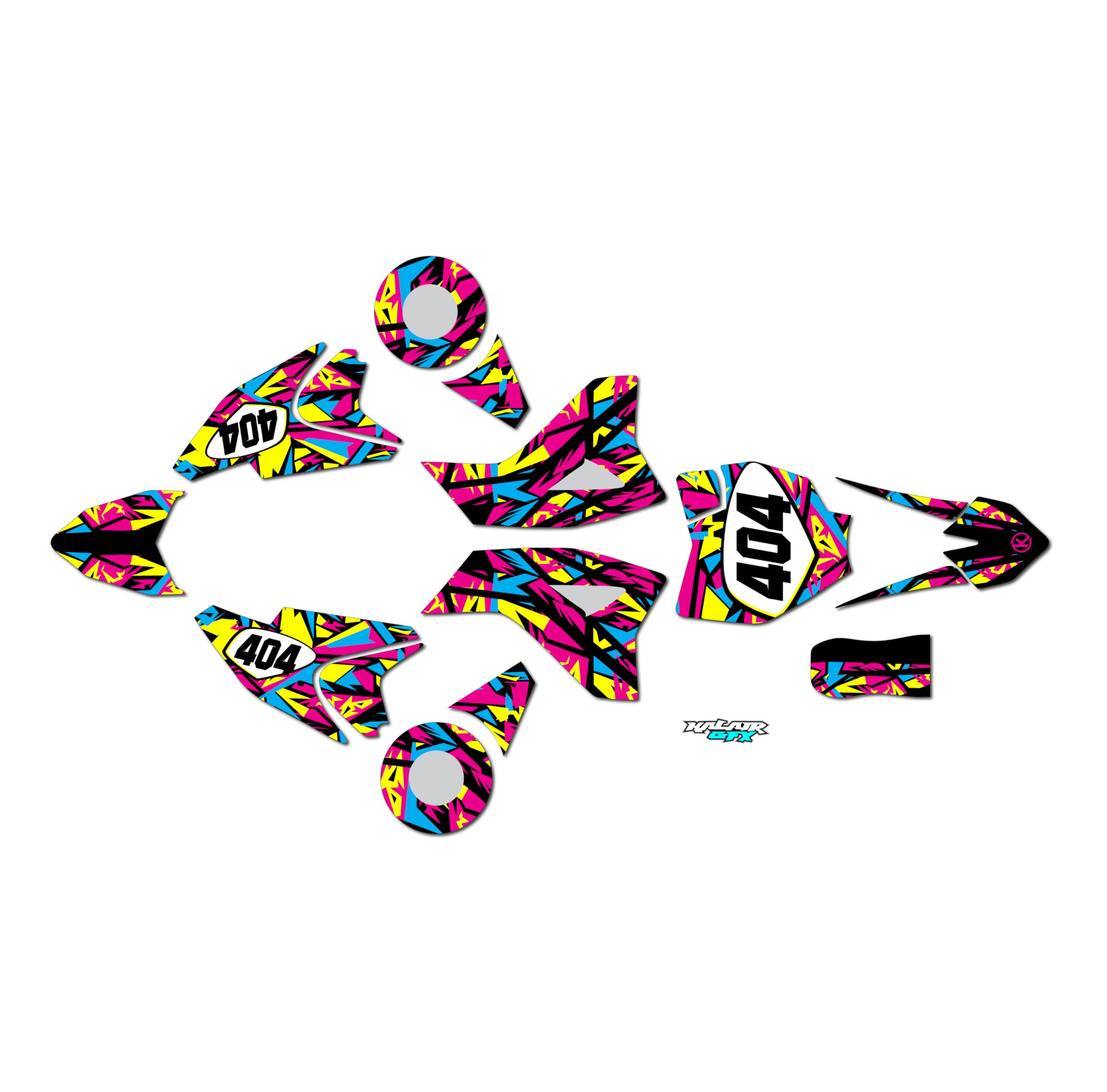 Kalair GFX Graphics Kit for Mototec 48V PRO (All Years) Shatter Series Magenta 09 Mil - Dirt bike Custom Racing Graphics Decals Stickers Kit, no-plastics