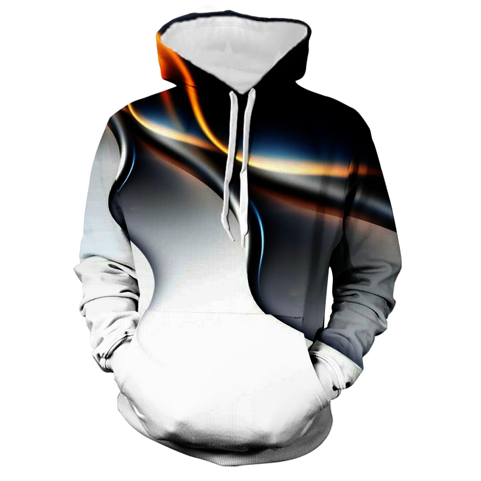 Muscularfit prime early access Sweatshirts for Men Hoodie Regular Fit Line Print Long Sleeve Pullover Drawstring Lightweight Hooded Sweatshirt graphic hoodie mens Black 3X