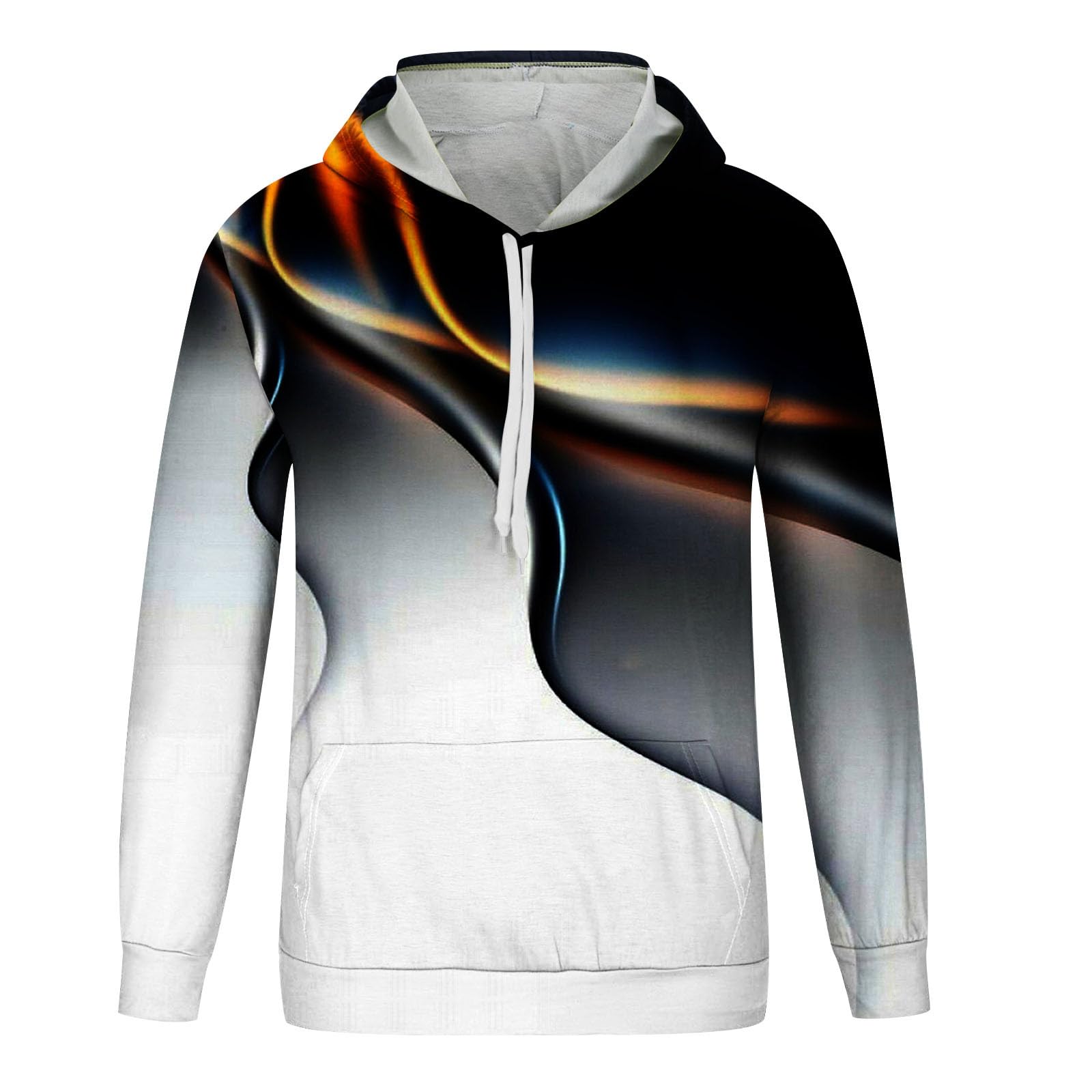 Muscularfit prime early access Sweatshirts for Men Hoodie Regular Fit Line Print Long Sleeve Pullover Drawstring Lightweight Hooded Sweatshirt graphic hoodie mens Black 3X