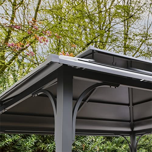 ZZBJ 12 Ft. W X 14 Ft. D Metal Black 2-Tier Double Roof Patio Gazebo with Curtains and Netting (Color : D, Size : 12 Ft. W X 14 Ft)
