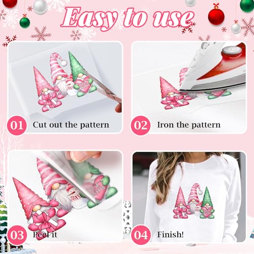 Loozykit Iron on Decals for T Shirt Washable Heat Transfer Vinyl Stickers Theme Iron on Patches Iron on Stickers for DIY Clothing Bag Hat Pillow Craft Decorations (Christmas- 12Pcs)