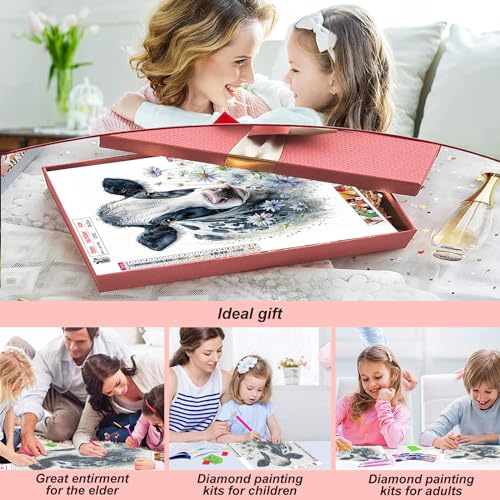 Stalente Diamond Painting Kits for Adults, Daisy 5D DIY Diamond Art Kits for Beginners Round Full Drill Diamond Painting for Home Wall Decoration Gift 12×12inch, Cow