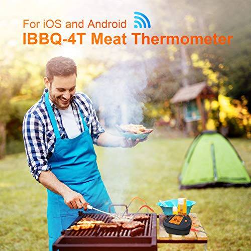 Inkbird WiFi Meat Thermometer, Wireless Grill BBQ Thermometer with Calibration, 4 Colored Probes, LCD Screen, Remote Monitor Digital Cooking Food Oven Thermometer