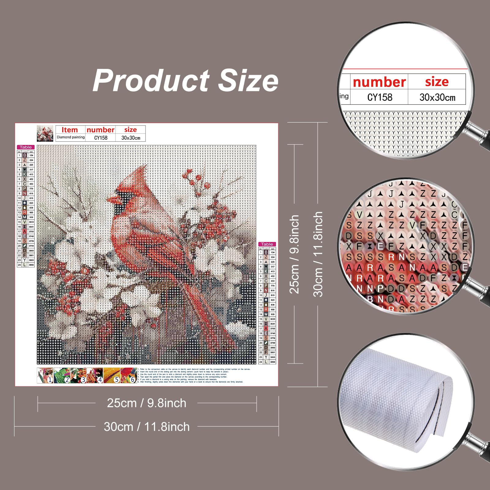 Stalente Diamond Painting Kits for Adults, Cardinal 5D DIY Diamond Art Kits for Beginners Round Full Drill Diamond Painting for Home Wall Decoration Gift 12×12inch, Birds