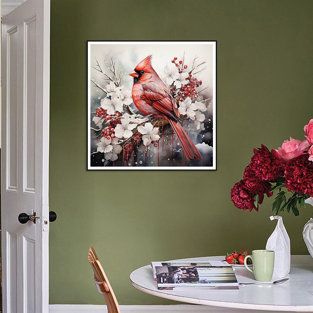 Stalente Diamond Painting Kits for Adults, Cardinal 5D DIY Diamond Art Kits for Beginners Round Full Drill Diamond Painting for Home Wall Decoration Gift 12×12inch, Birds