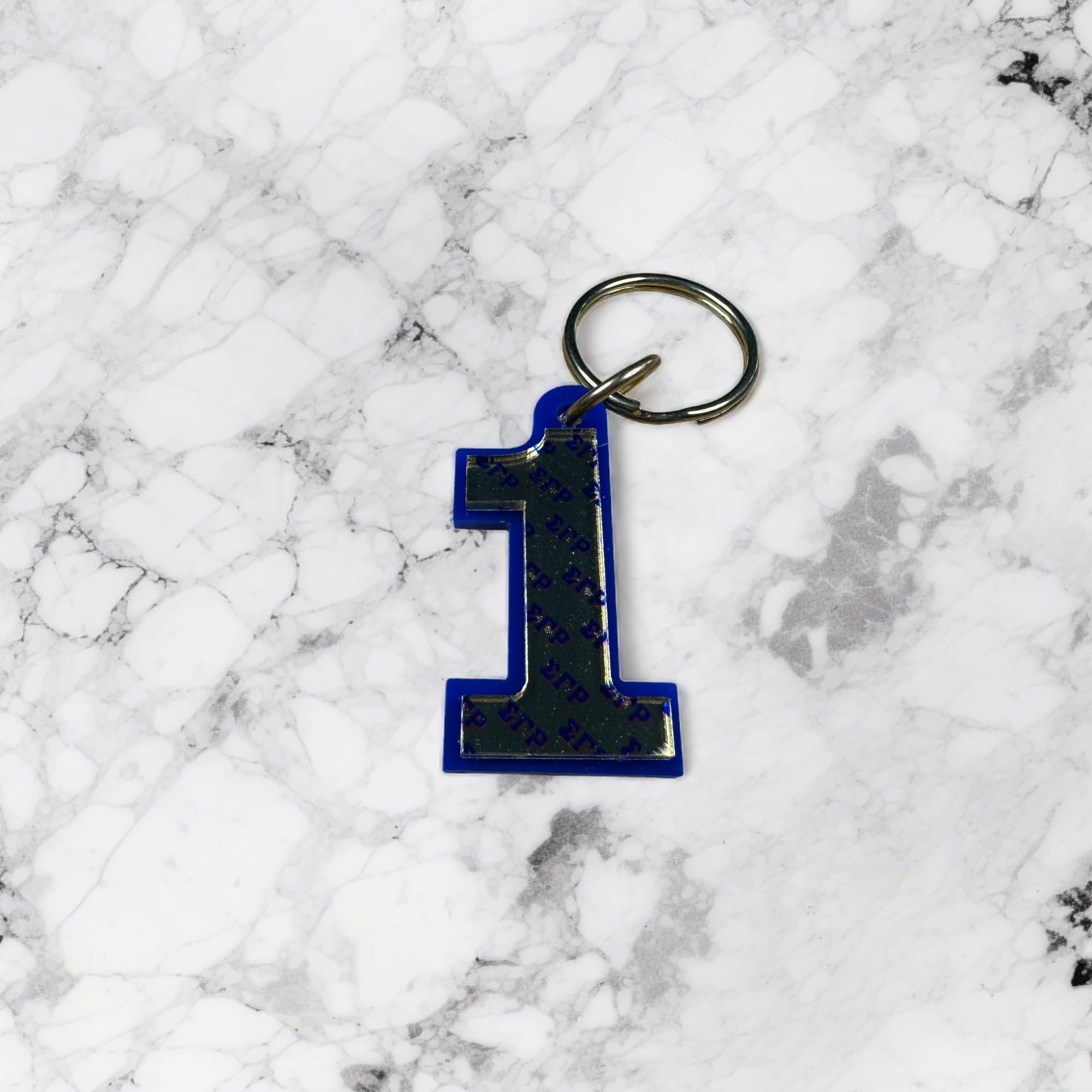 Desert Cactus Sigma Gamma Rho Keychain Line Number # Cross Over Initiation Acrylic Mirrored Decorative SGR Divine 9 (#1 Line Number Keychain)
