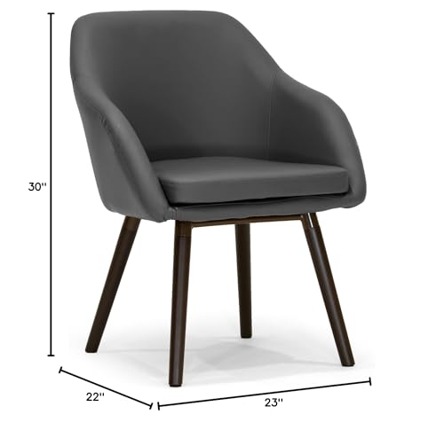 Glamour Home Set of 2 Adaya Grey Faux Leather Arm Chair with Beech Legs