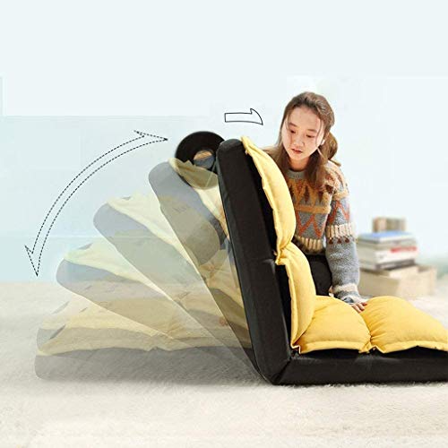 TKFDC Lazy Sofa, Tatami Single Balcony Bedroom Small Sofa Folding Bed Recliner, Lemon Yellow