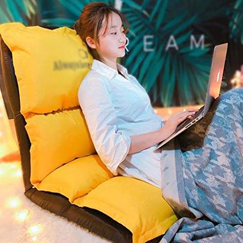 TKFDC Lazy Sofa, Tatami Single Balcony Bedroom Small Sofa Folding Bed Recliner, Lemon Yellow