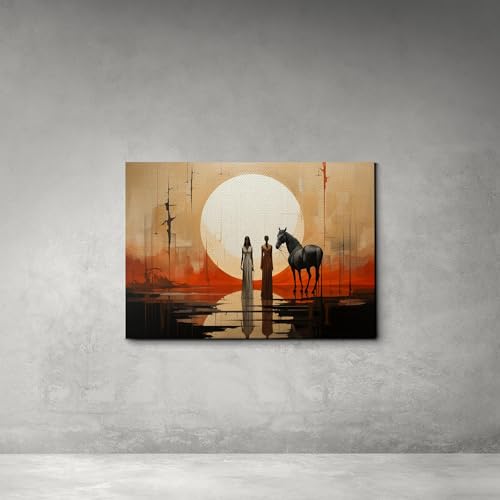 Majestic Black Stallion Galloping In The Clouds, Black Horse On Salt Flats, Canvas Print, Black Horse Print, Black Horse Wall Art