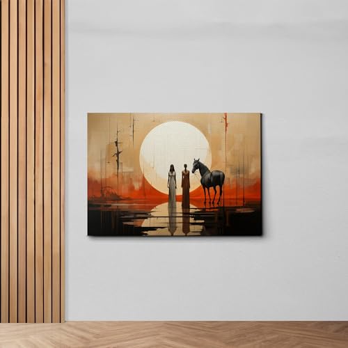Majestic Black Stallion Galloping In The Clouds, Black Horse On Salt Flats, Canvas Print, Black Horse Print, Black Horse Wall Art