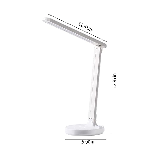 ADWOA LED Desk Lamp, Desk Light with Flexible Arm, Modes Dimmable Double Head Desk Lamps for Home Office Workbench Reading Feature, Desk Light for Home/Office/Drafting/Reading (White)