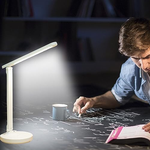 ADWOA LED Desk Lamp, Desk Light with Flexible Arm, Modes Dimmable Double Head Desk Lamps for Home Office Workbench Reading Feature, Desk Light for Home/Office/Drafting/Reading (White)