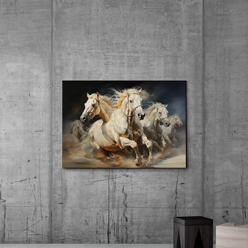 Majestic Black Stallion Galloping In The Clouds, Black Horse On Salt Flats, Canvas Print, Black Horse Print, Black Horse Wall Art