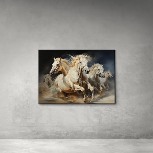Majestic Black Stallion Galloping In The Clouds, Black Horse On Salt Flats, Canvas Print, Black Horse Print, Black Horse Wall Art