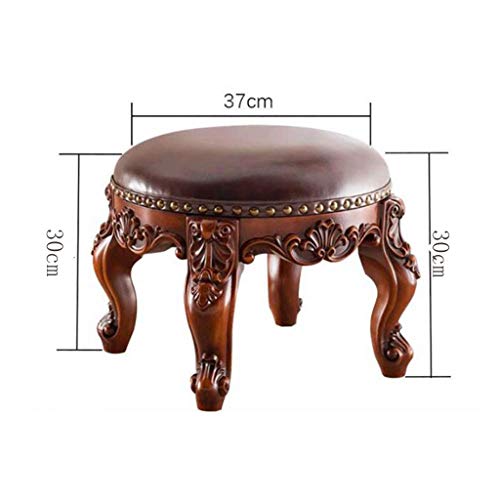 LLLY Footstool,European Classical Creative Footstool Sofa Stool, Living Room Coffee Table Stool Oil Wax Leather Cushion, Soft and Comfortable (Color : White-Patch Five-Pointed star4)