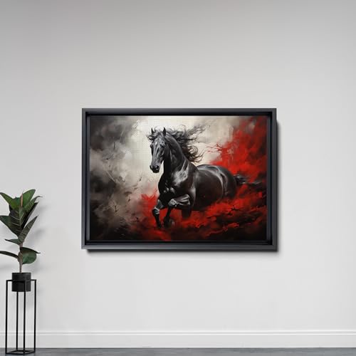 Majestic Black Stallion Galloping In The Clouds, Black Horse On Salt Flats, Canvas Print, Black Horse Print, Black Horse Wall Art