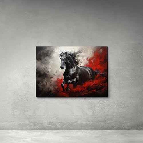Majestic Black Stallion Galloping In The Clouds, Black Horse On Salt Flats, Canvas Print, Black Horse Print, Black Horse Wall Art